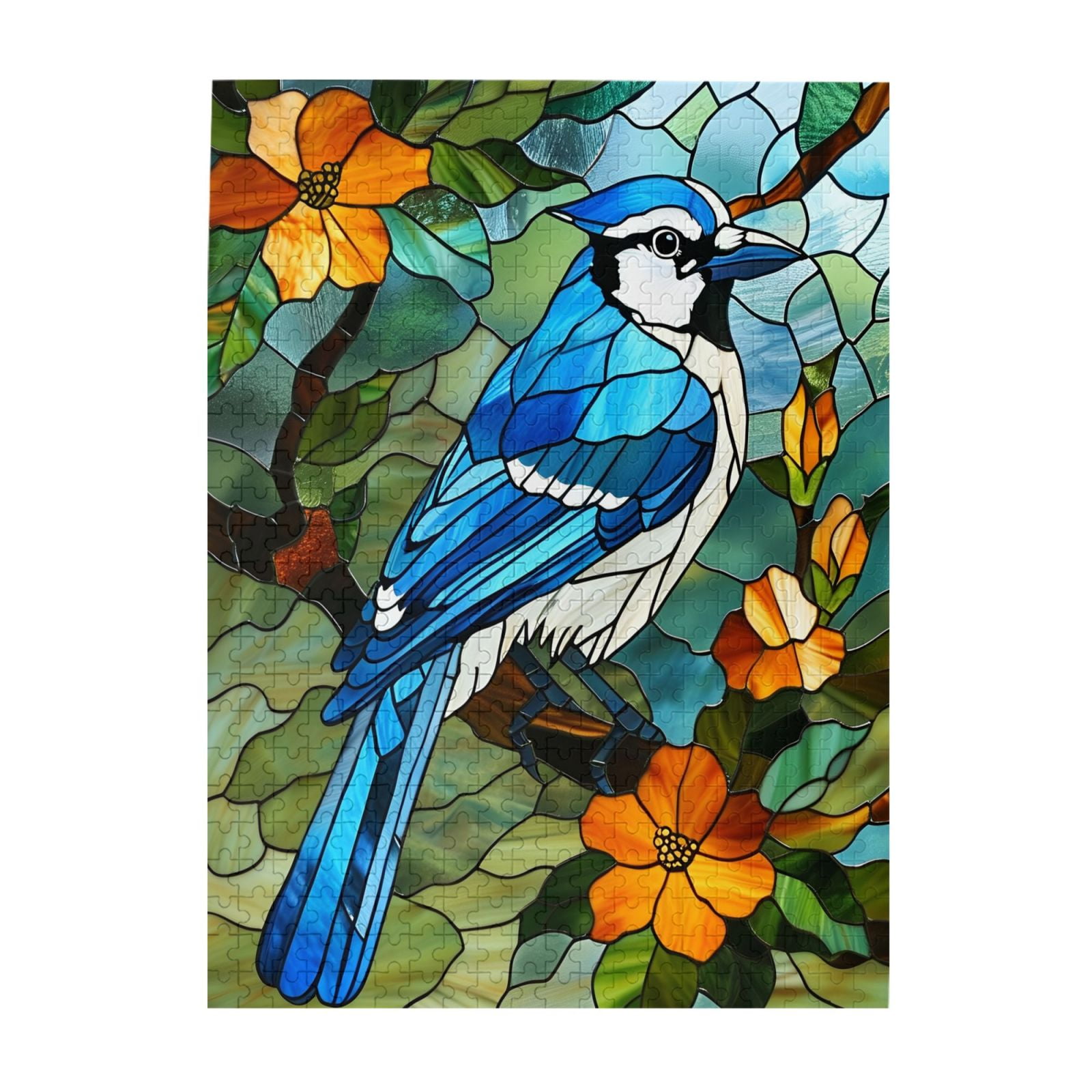 Stained Glass Flower Bird Puzzles for Adults 500 Pieces Colorful Mosaic ...