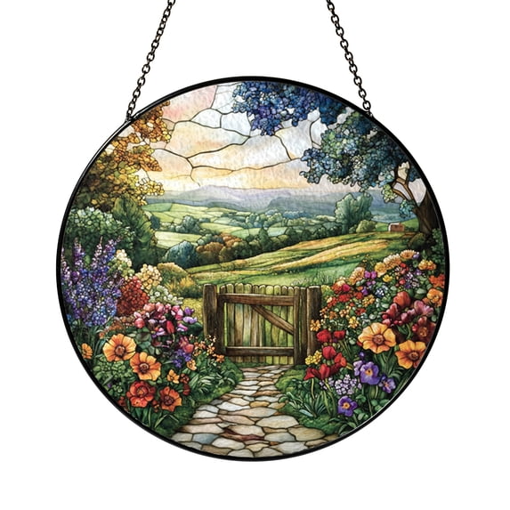 Stained Glass Garden Landscape Window Hanging Art - Walmart.com