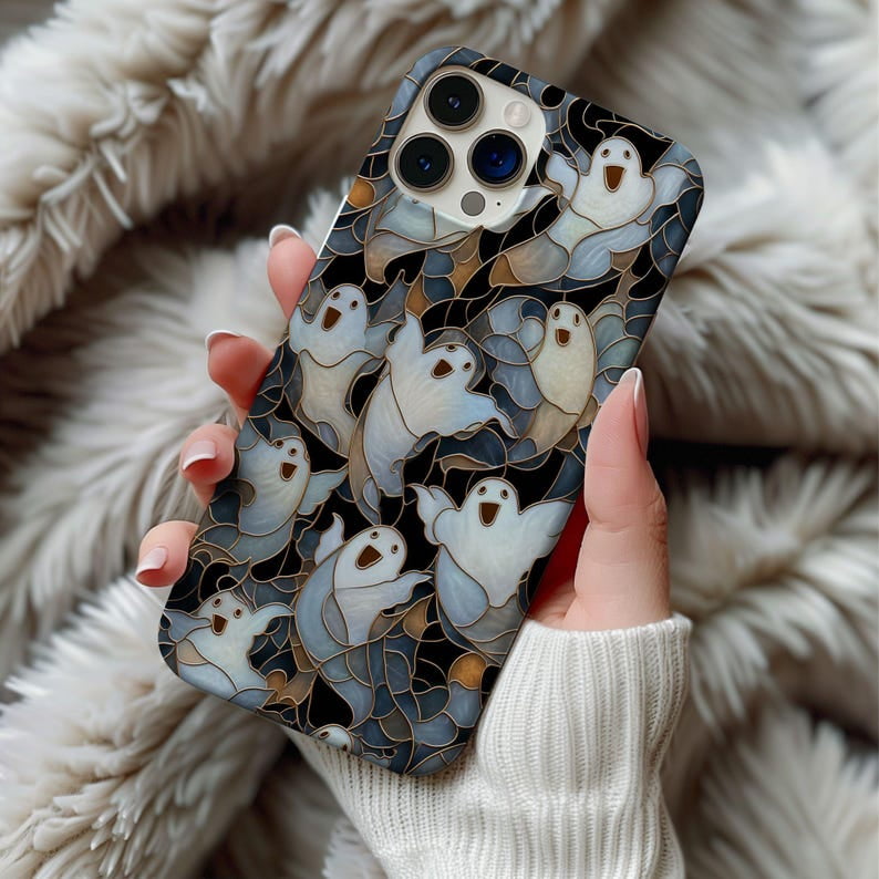 Stained Glass Ghost Phone Case with Colorful Design for 11/12/13/14/15 ...