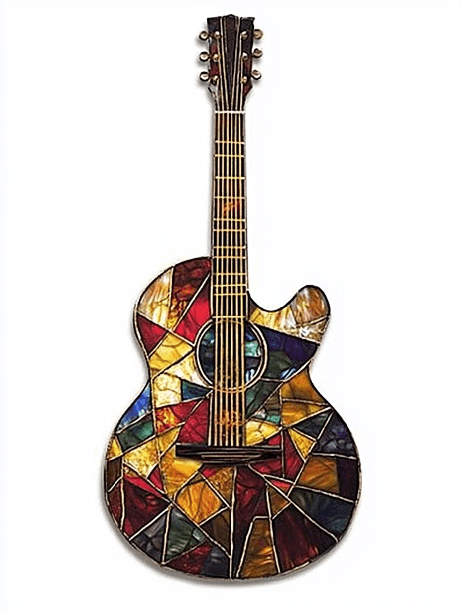 Stained Glass Guitar Wall Art Decor，Suitable for Living Room， Bedroom ...