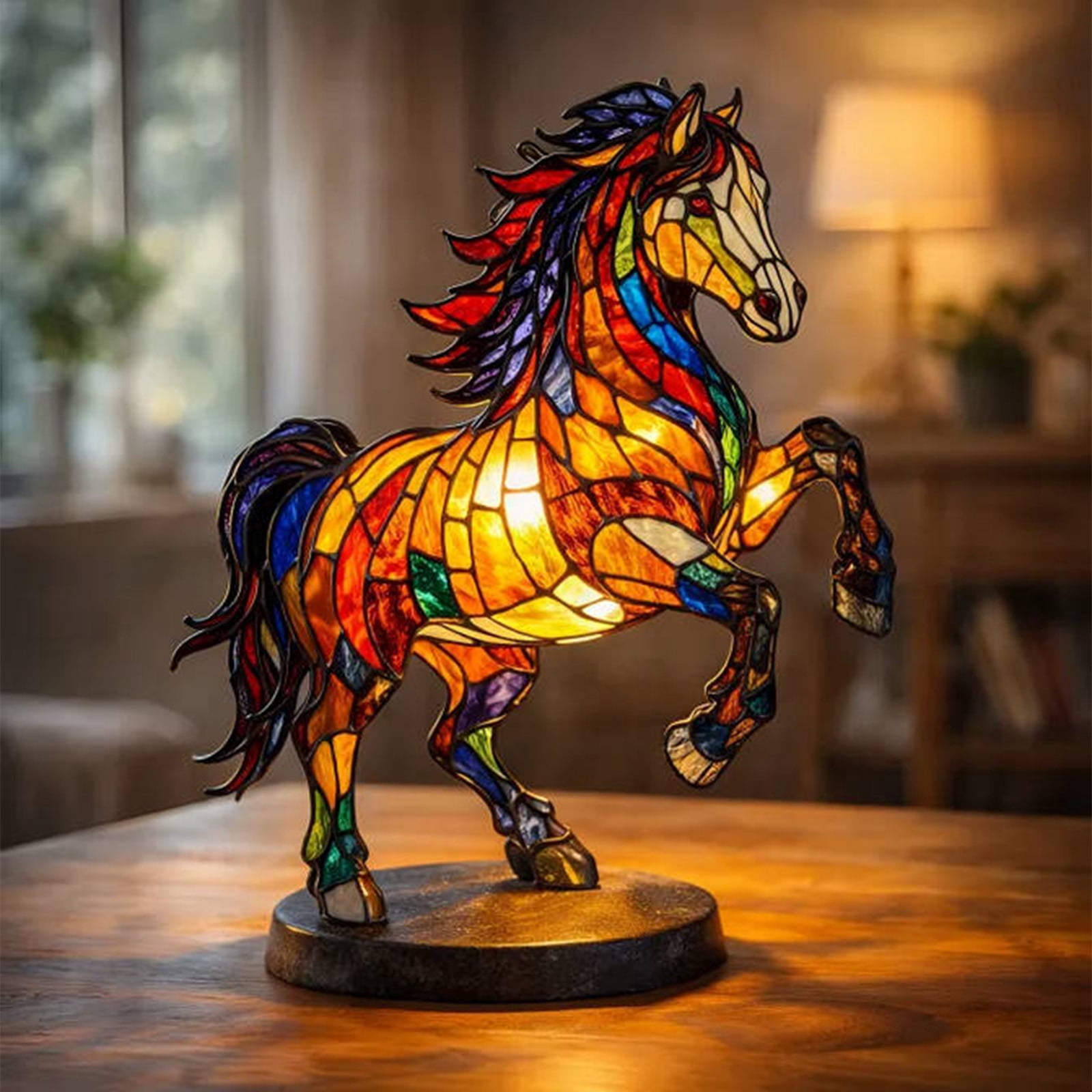 Stained Glass Horse LED Night Light, Small Animal Series Table Lamp ...