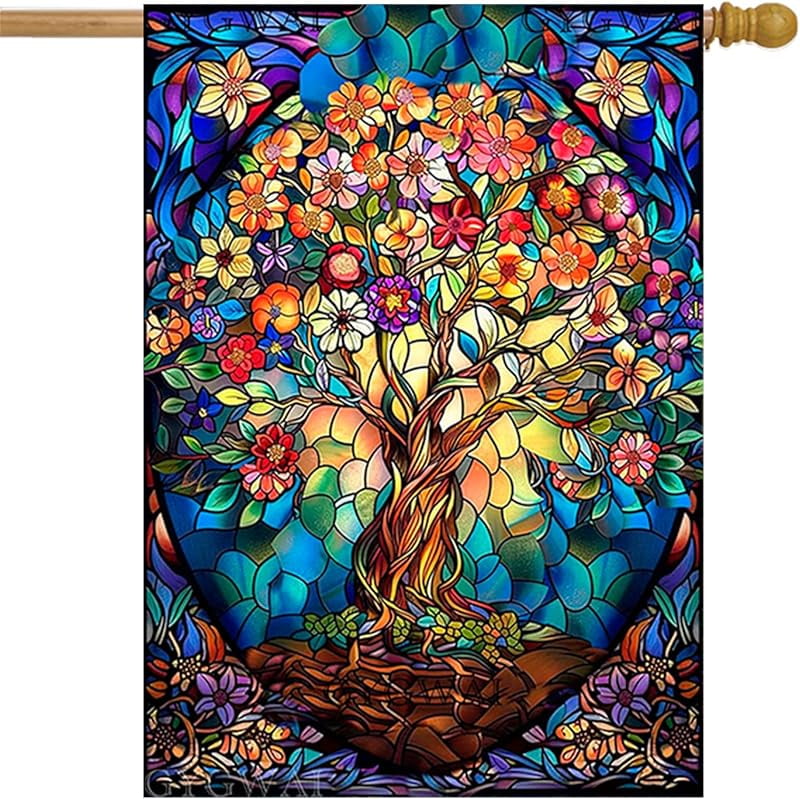 Stained Glass Hummingbird Garden Flags for Outside Spring Summer House ...