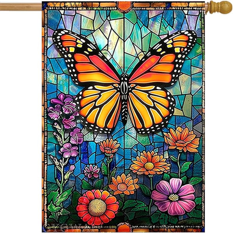 Stained Glass Hummingbird Garden Flags for Outside Spring Summer House ...