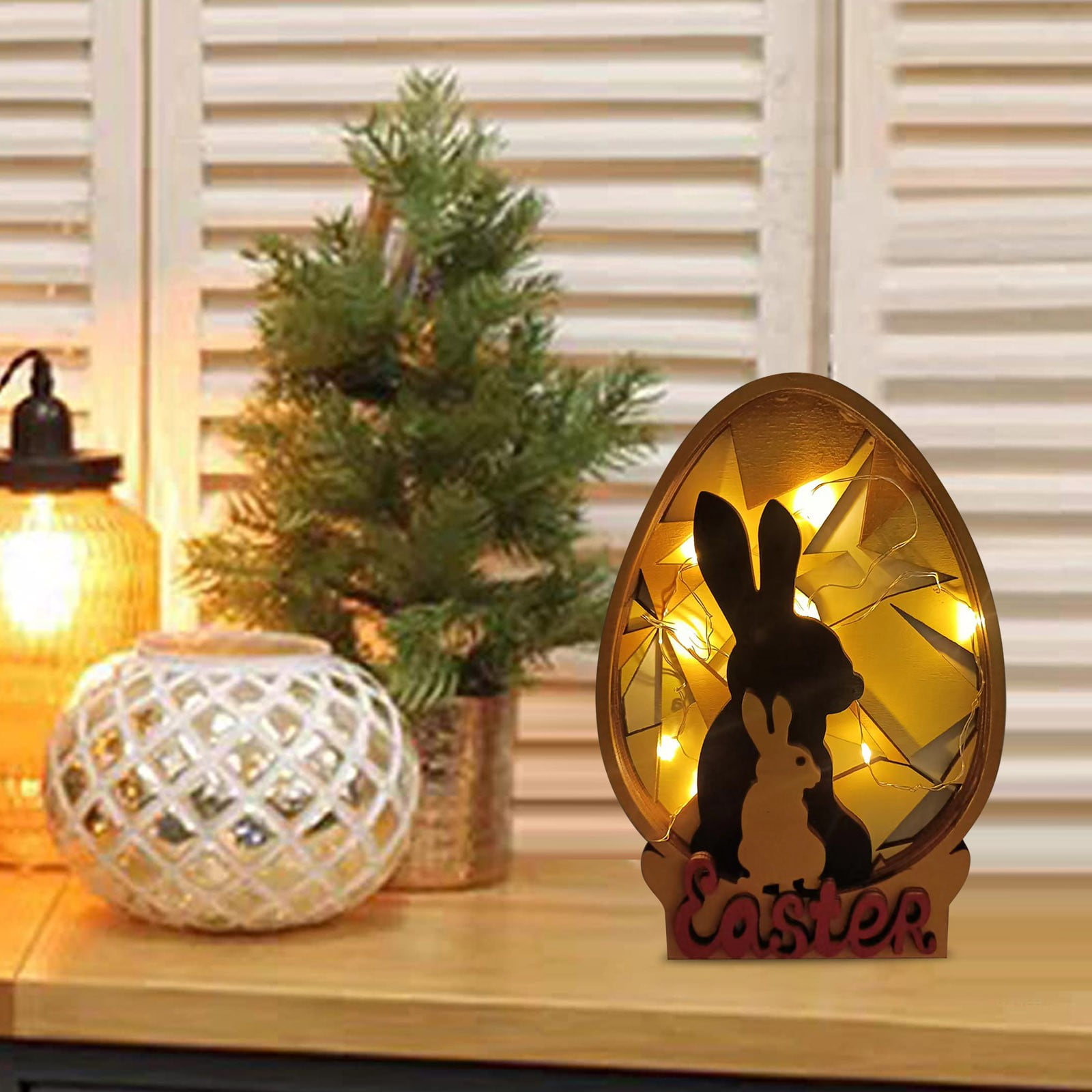 Stained Glass Hummingbird Window Easter Decorative Wooden Ornaments With Easter Egg Decoration