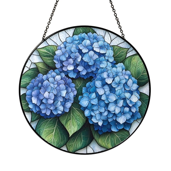 Stained Glass Hydrangea Blossom Window Hanging Art - Walmart.com