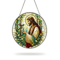 Stained Glass Jesus with Hummingbird Suncatcher, Round Religious Window ...