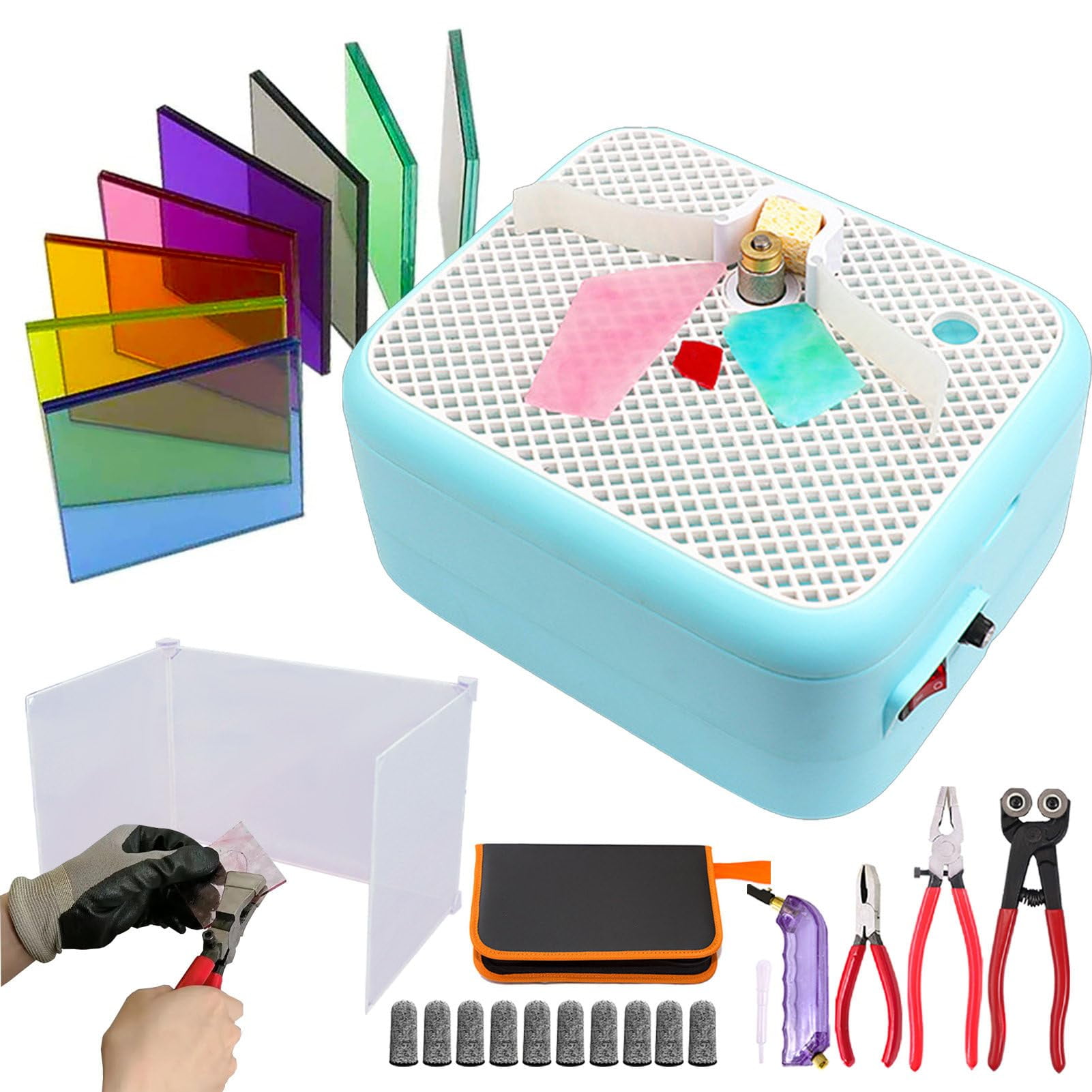 Stained Glass Kit,2in1 Mini Stained Glass Grinder Machine-Grinding ...