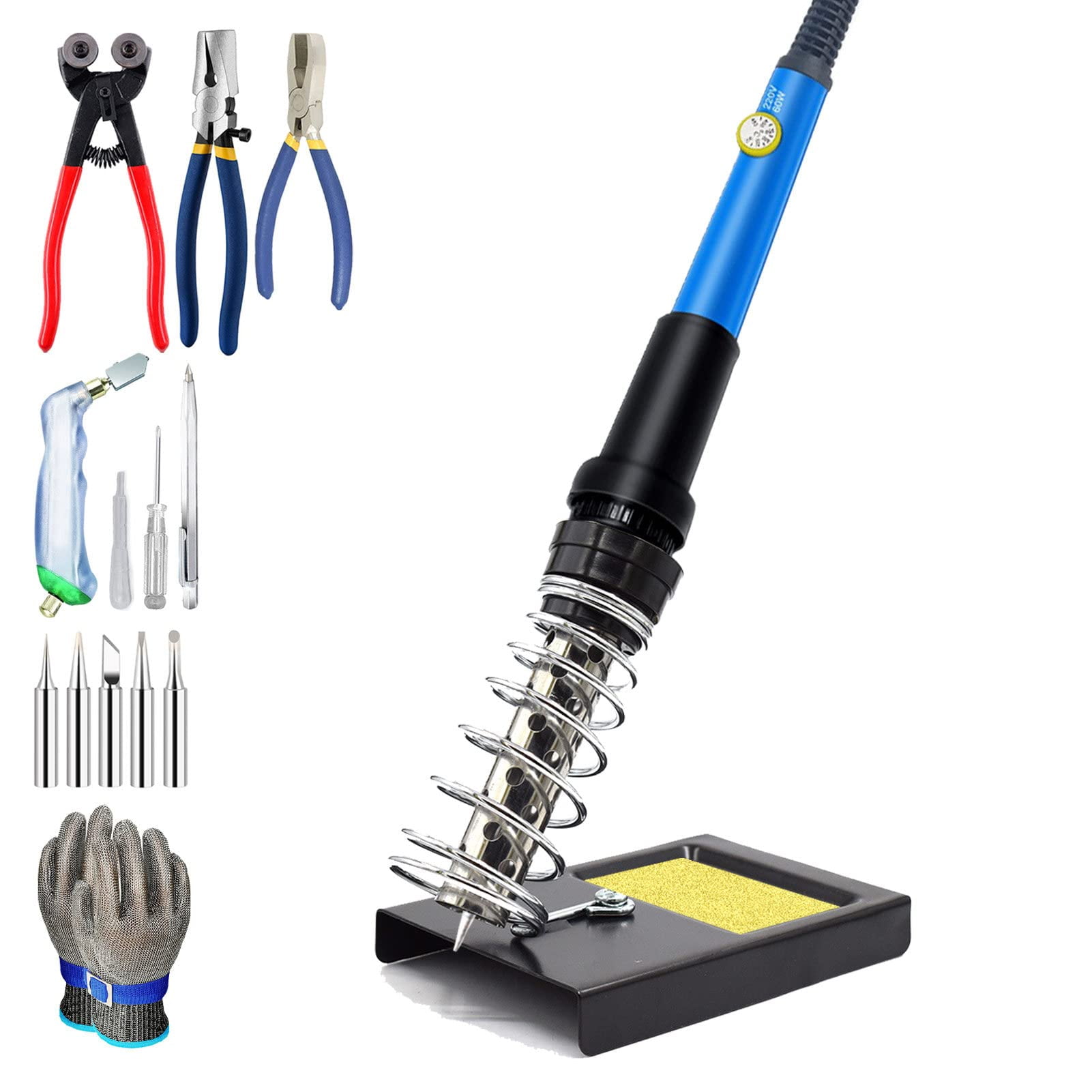 Stained Glass Kit,Glass Cutting Tool Kit&Soldering Iron Gun Kit For ...