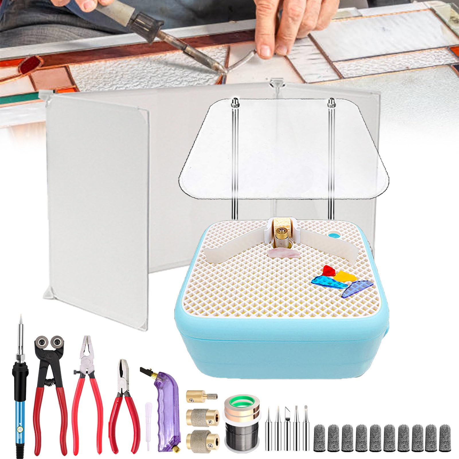 Stained Glass Kit,Professional 14pcs Stained Glass Start-Up Tool Set ...