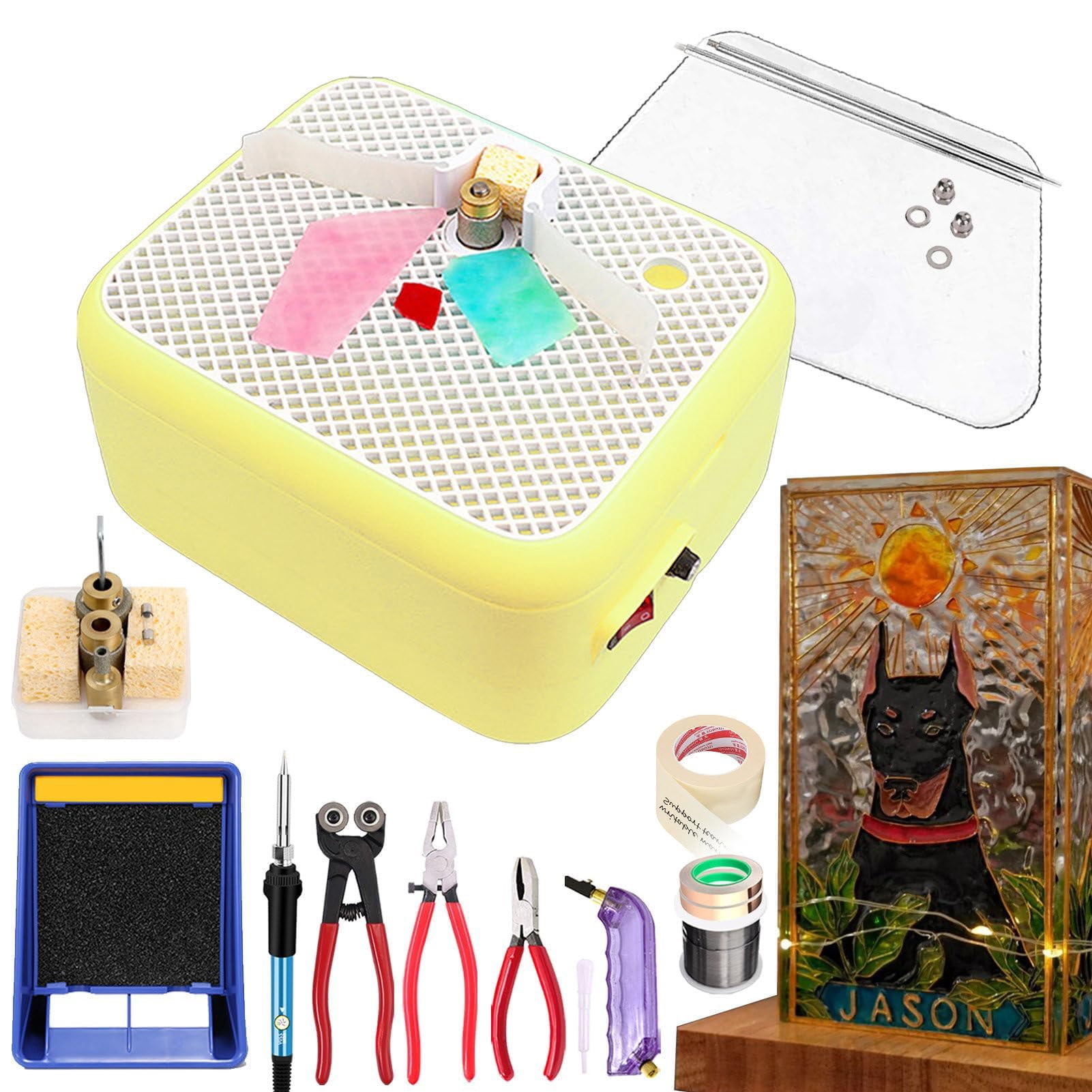 Stained Glass Kit, Professional Glass Angle Grinder Kit with 3 Size ...