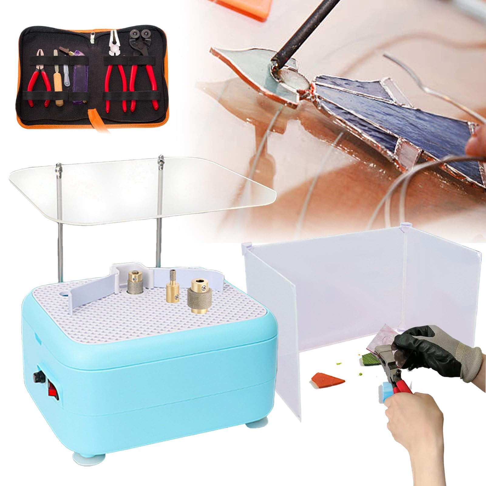 Tool Kit Professional Stained Glass Starter Kit with Mini Grinder ...