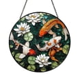 Stained Glass Koi Pond Suncatcher with Circular Aquatic Composition ...