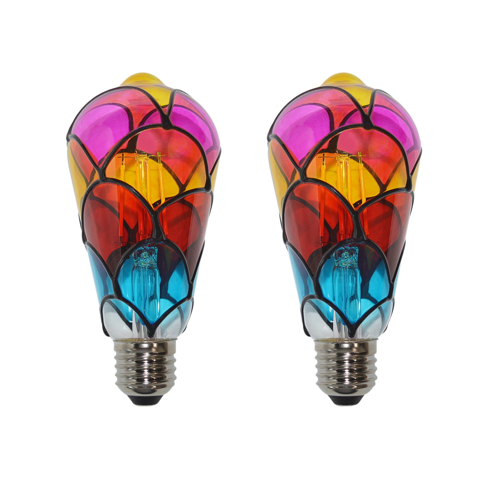 Stained Glass LED Light Bulbs, Colorful Decorative Vintage Edison Bulb ...