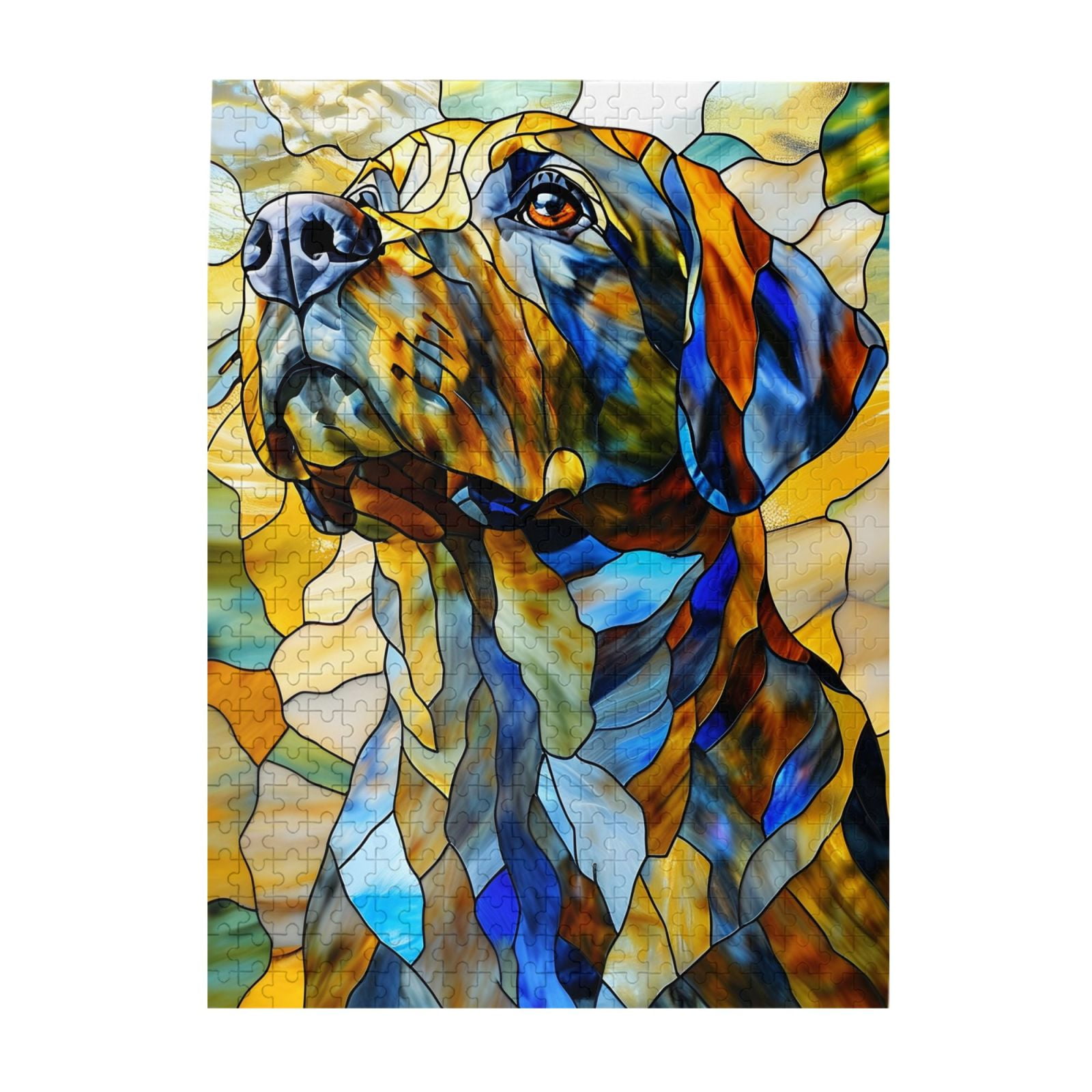 Stained Glass Labrador Retriever Puzzles for Adults 500 Pieces Colorful ...
