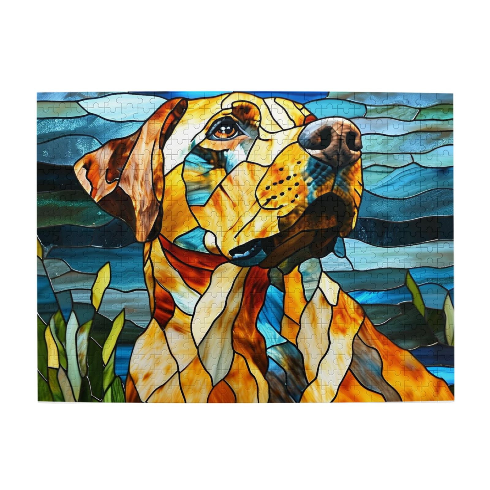 Stained Glass Labrador Retriever Puzzles for Adults 500 Pieces Colorful ...