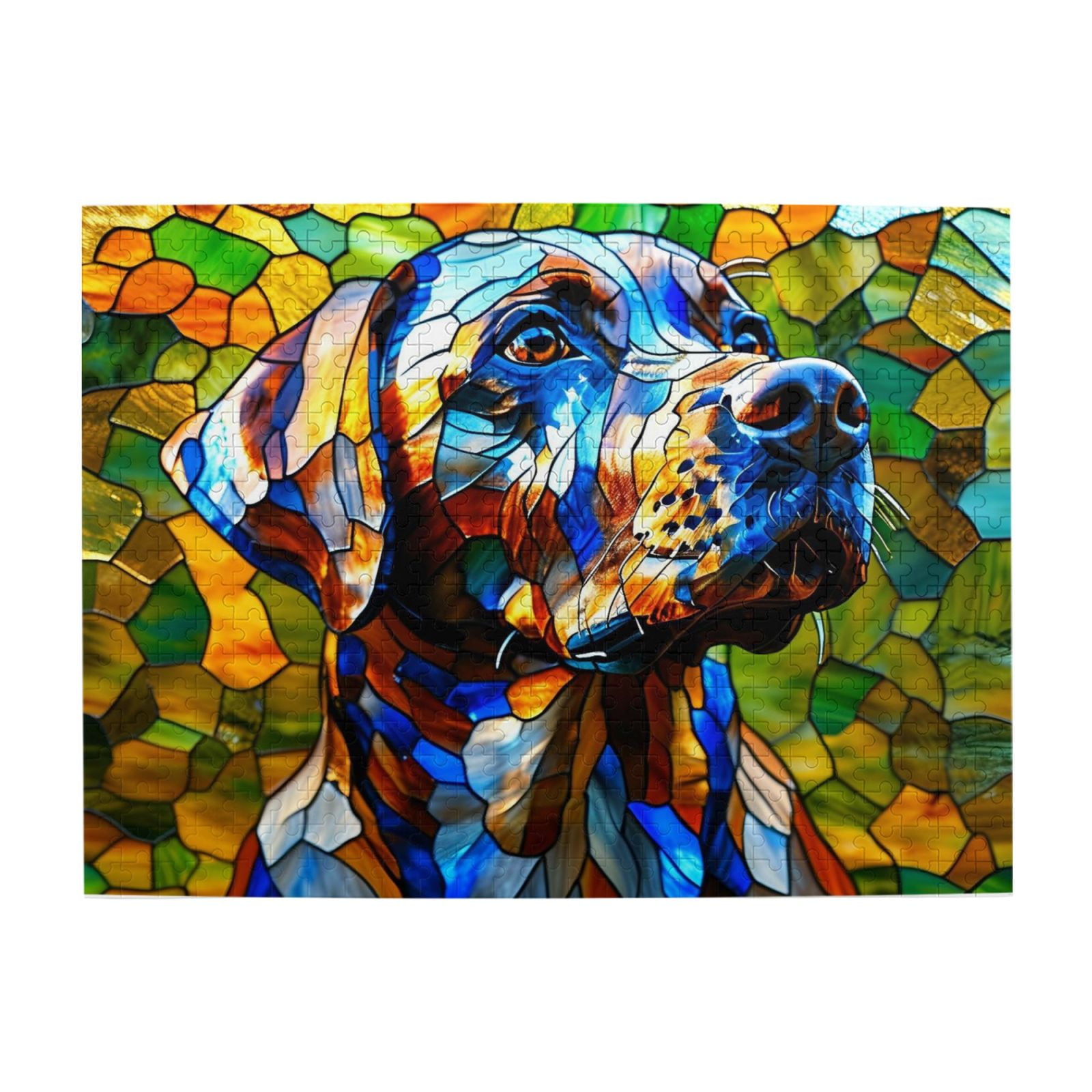 Stained Glass Labrador Retriever Puzzles for Adults 500 Pieces Colorful ...