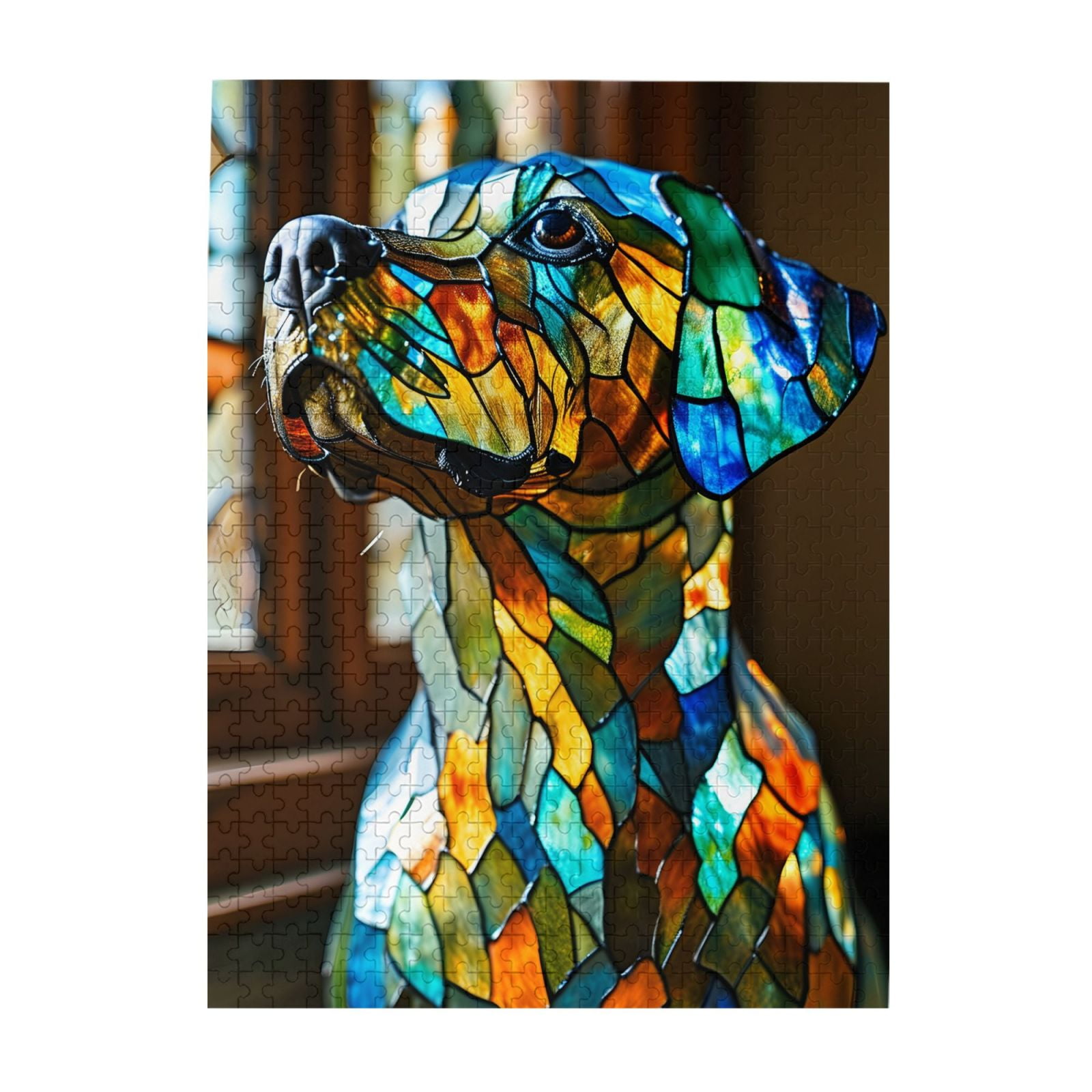 Stained Glass Labrador Retriever Puzzles for Adults 500 Pieces Colorful ...