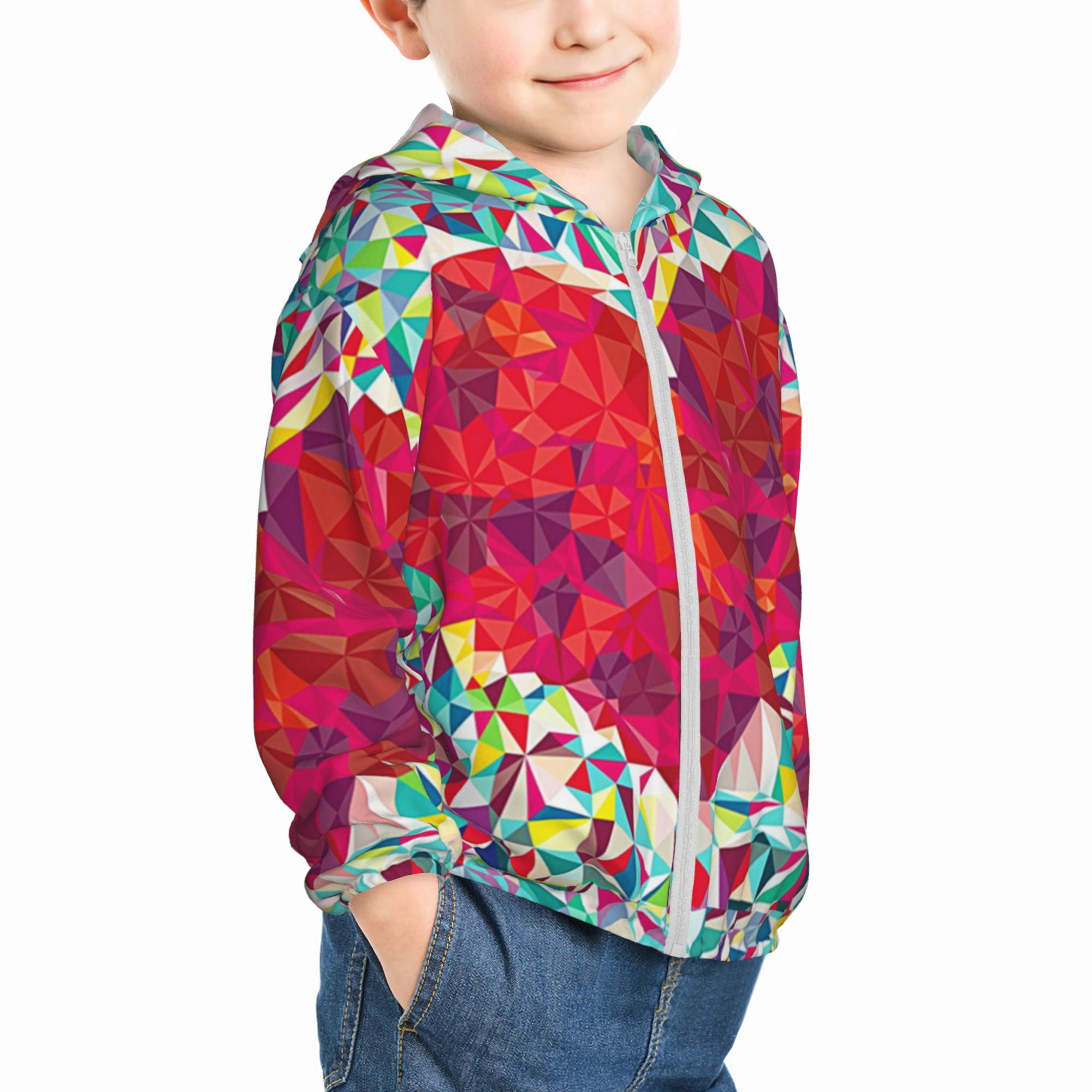 Stained Glass Love Kids Zip-Up Hoodie Girls Boys Sun Protection Jacket Hooded Cooling Shirt ...