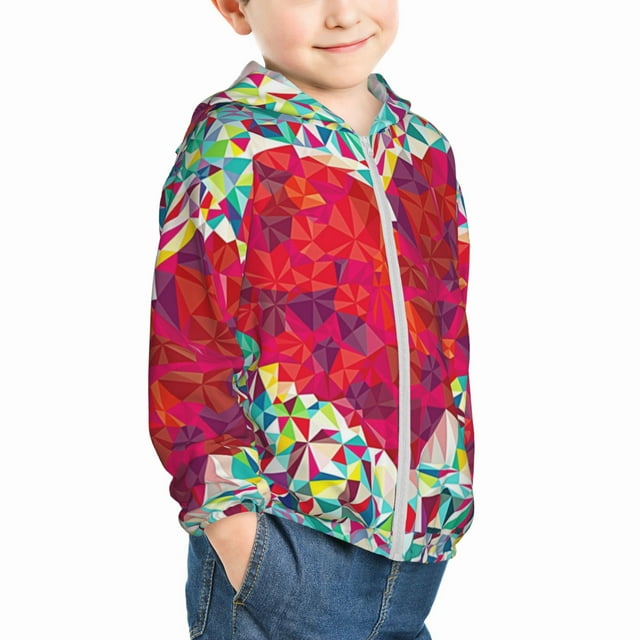 Stained Glass Love Kids Zip-Up Hoodie Girls Boys Sun Protection Jacket Hooded Cooling Shirt ...