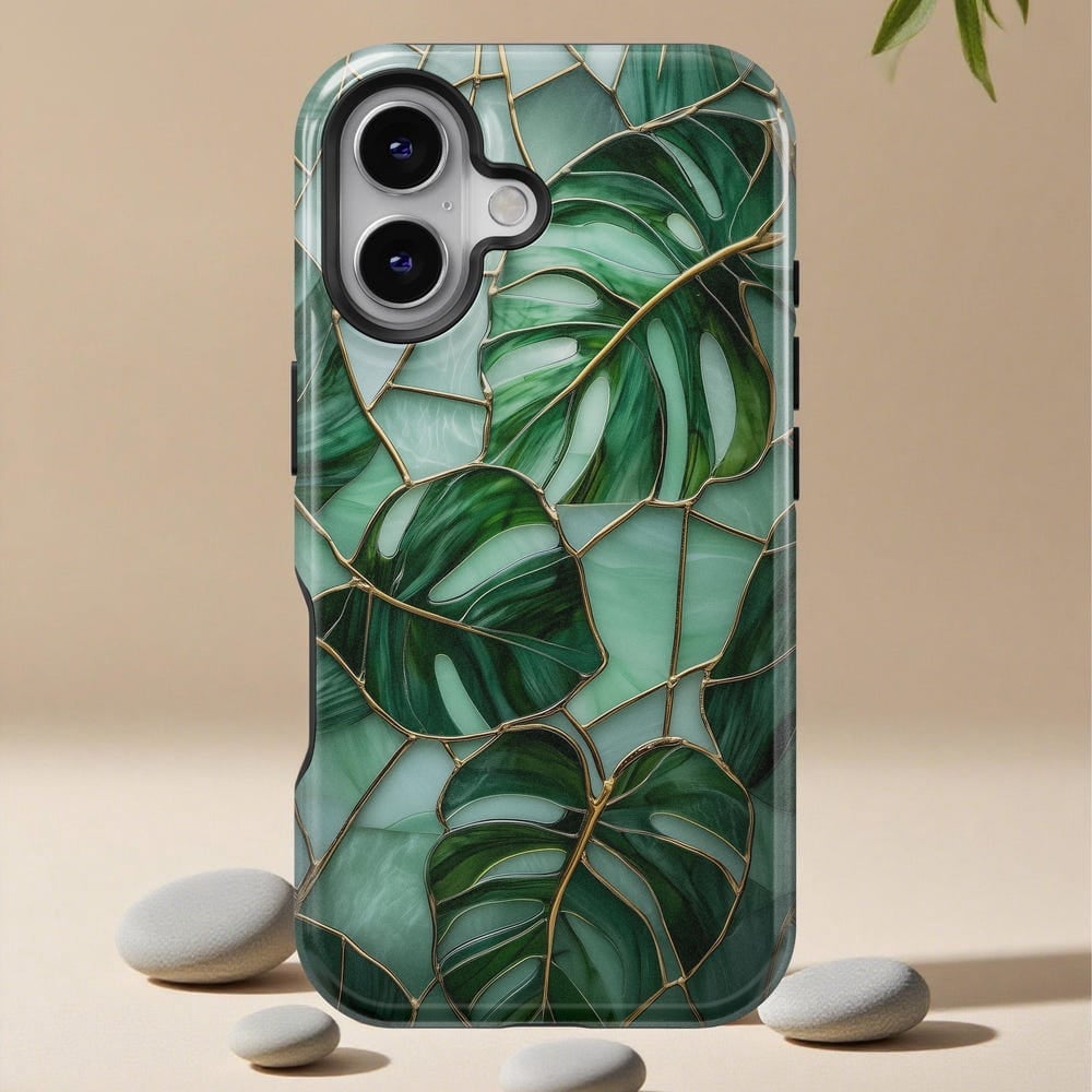 Stained Glass Monstera Leaves Plant Swiss Cheese Mosaic Transparent Art ...