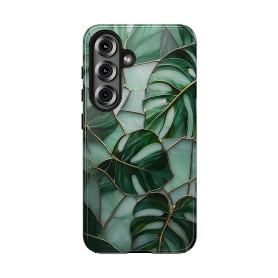 Stained Glass Monstera Tough Phone Case Compatible with Galaxy S21, S22 ...