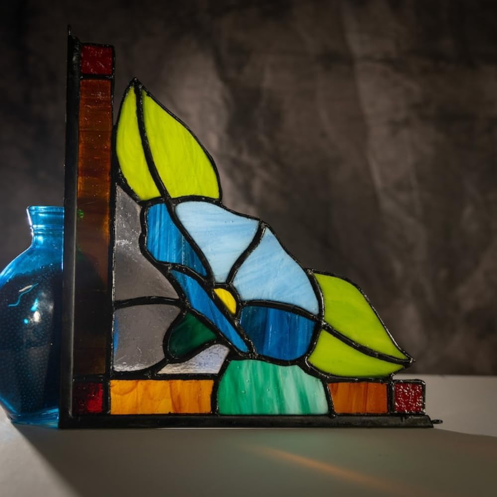 Stained Glass Morning Glory Corner Panel Suncatcher, Handcrafted Window ...