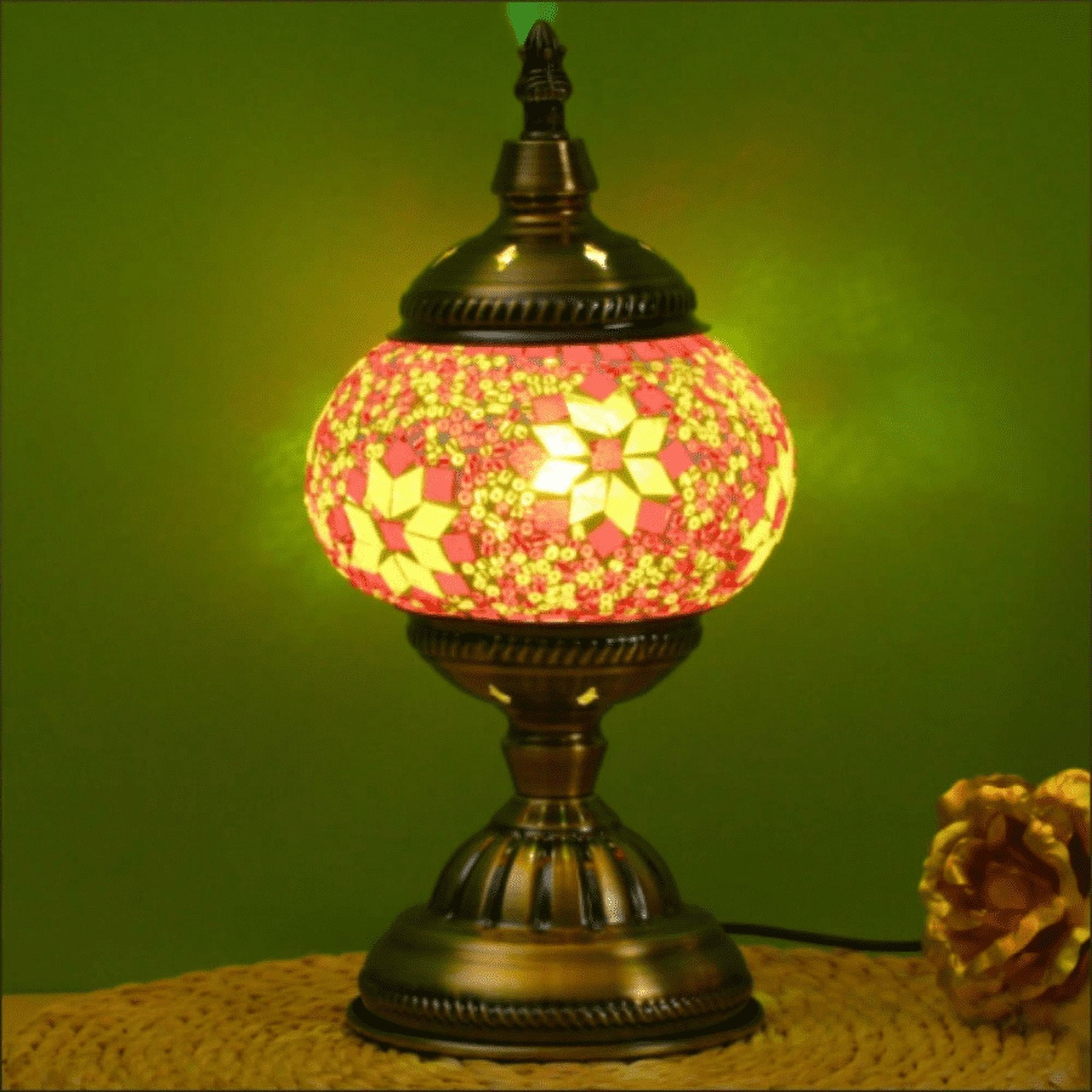 Stained Glass Mosaic Night Light Bohemian Turkish Table Lamp Vintage ...