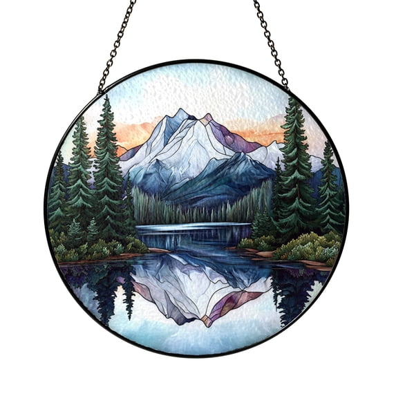 Stained Glass Mountain Trail Window Hanging Art - Walmart.com