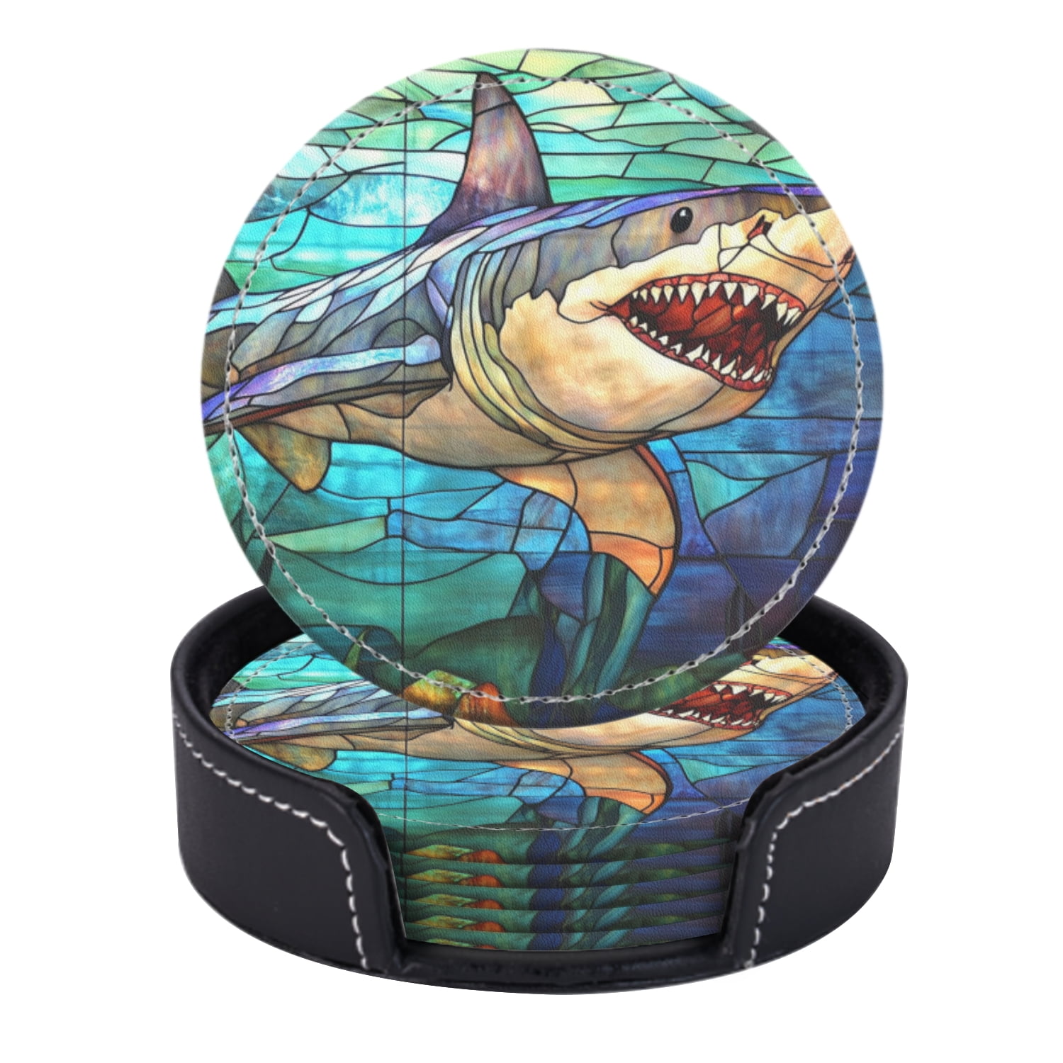 Stained Glass Mural Depicting Shark In The Ocean - Walmart.com