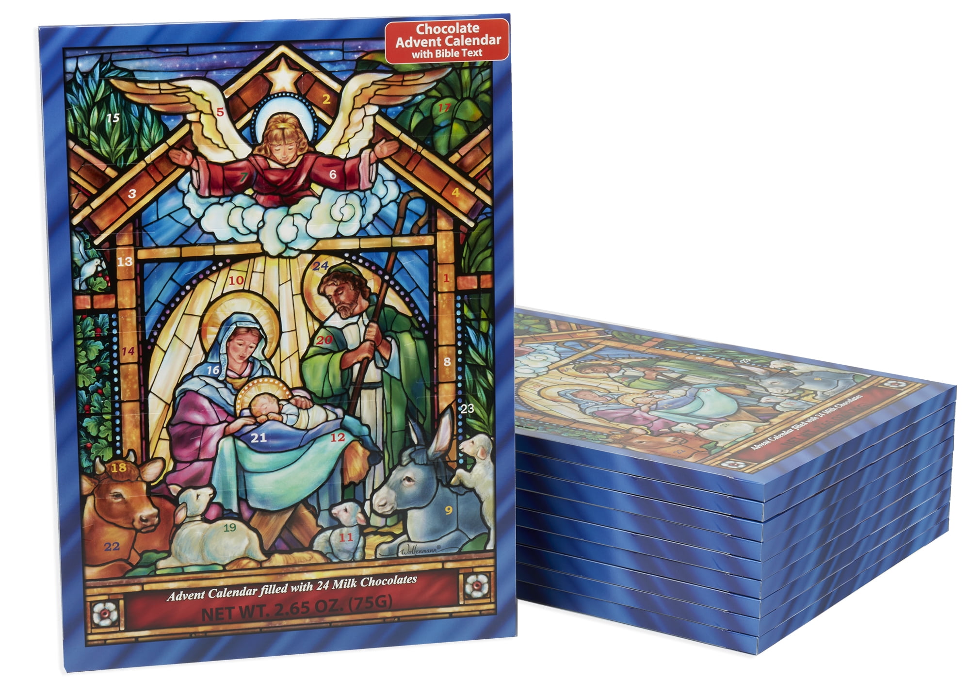 Stained Glass Nativity Chocolate Advent Calendar Set of 10 with Bible ...