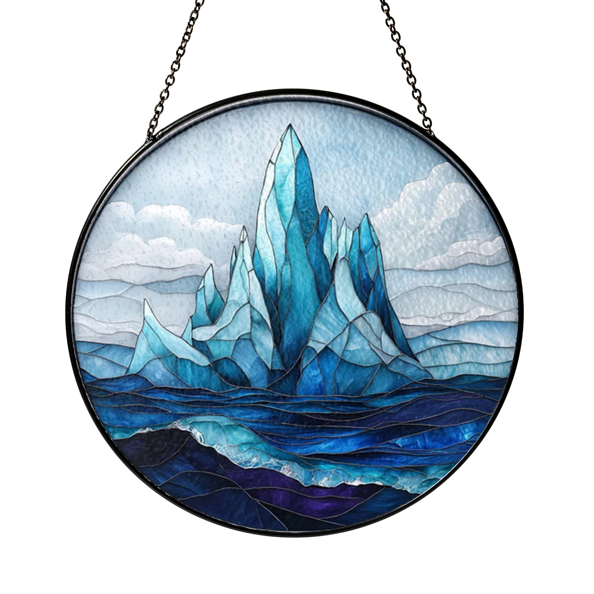 Stained Glass Ocean Mountain Scene – Decorative Window Art2001 ...