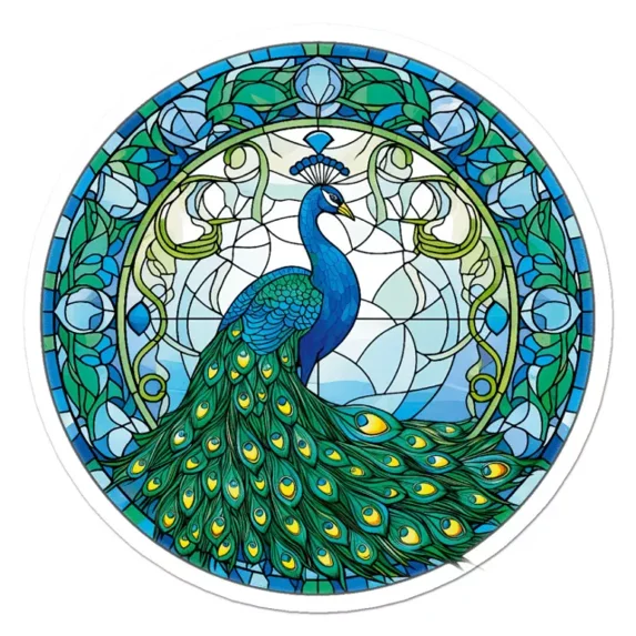 Stained Glass Peacock Sticker Phone Decal Water Bottle Stickers Car ...