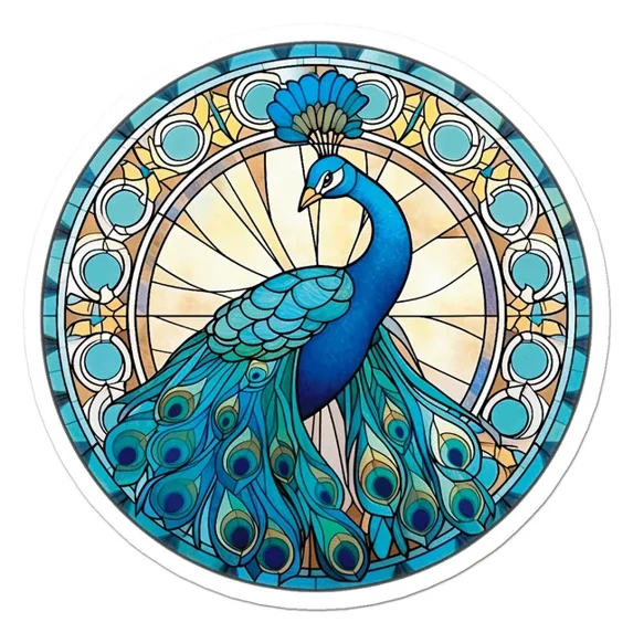 Stained Glass Peacock Sticker Phone Decal Water Bottle Stickers Car ...