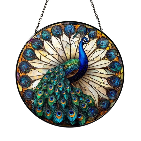 Stained Glass Peacock Window Hanging Art - Walmart.com