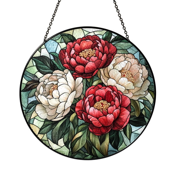 Stained Glass Peony Bouquet Window Hanging - Walmart.com