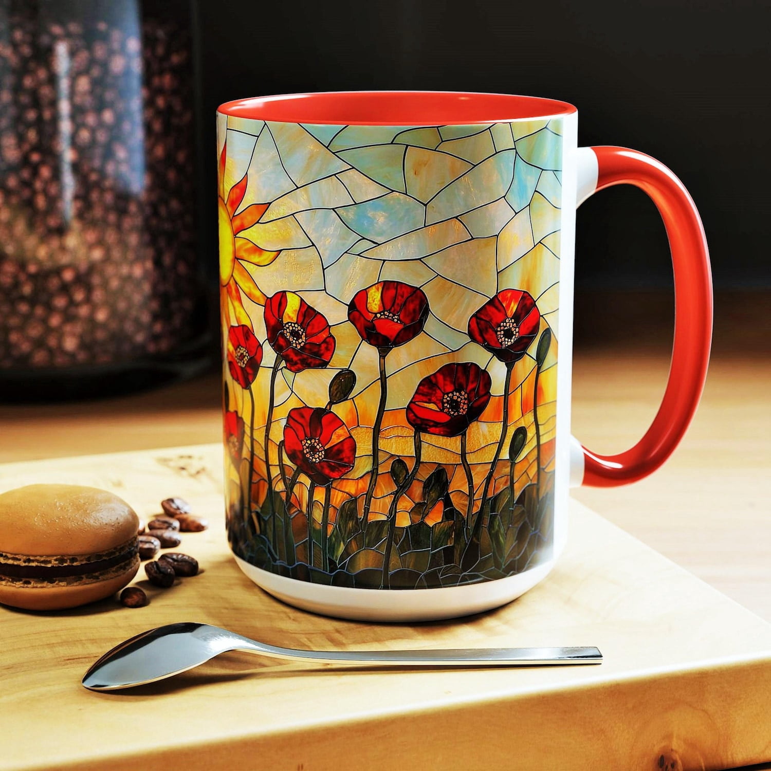 Stained Glass Poppy Mug: Floral Coffee Cup, Cottagecore Decor - Walmart.com