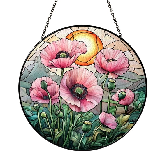 Stained Glass Poppy Sunset Window Suncatcher – Floral Art - Walmart.com