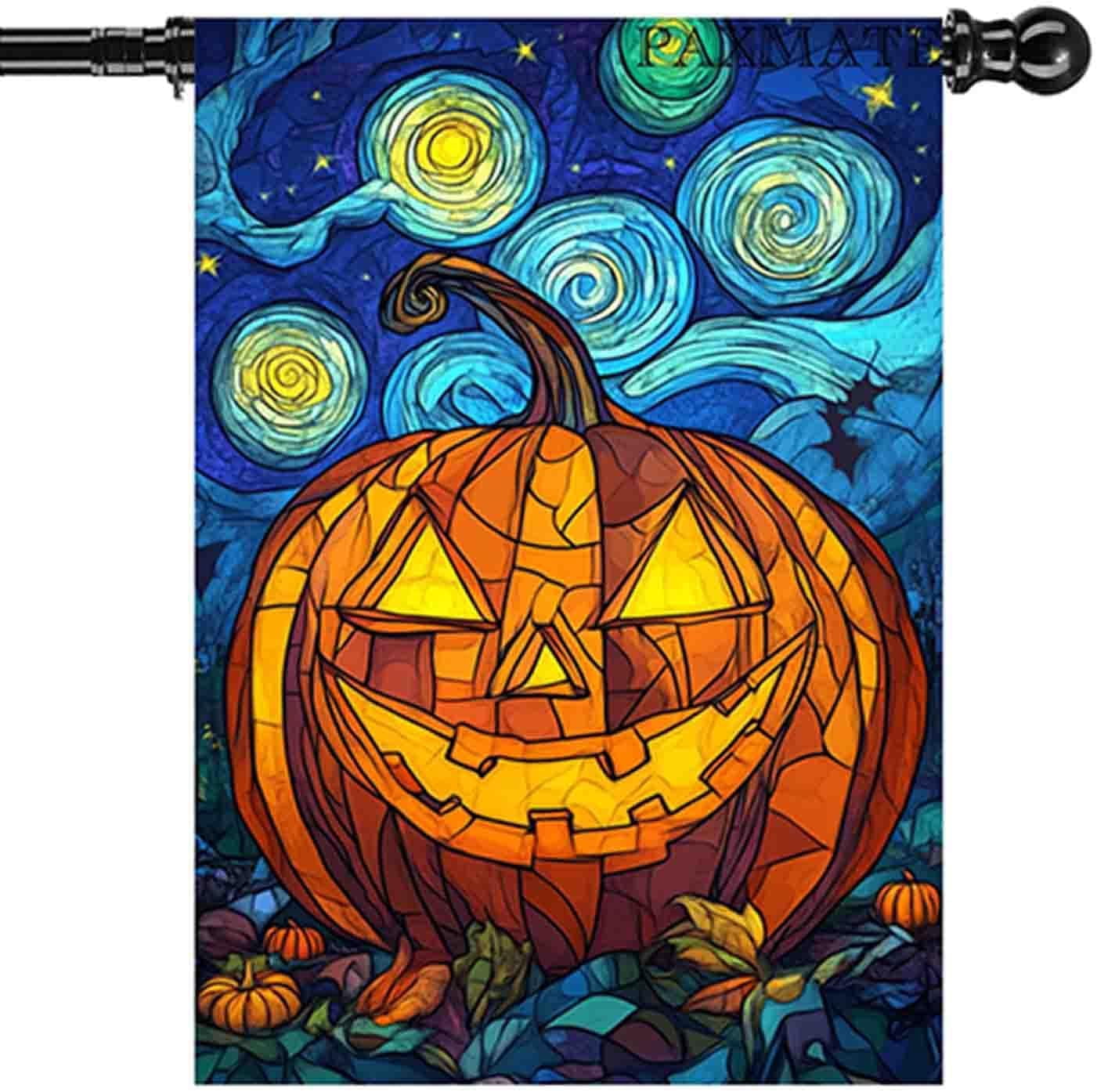 Stained Glass Pumpkin Fall Garden Flag Autumn flags 28x40 Double Sided ...