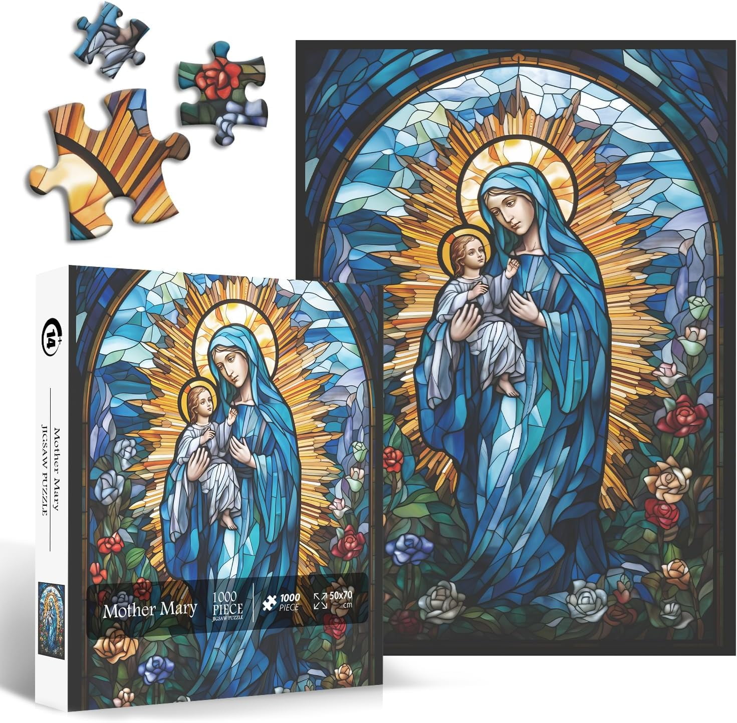 Stained Glass Puzzles for Adults 1000 Pieces and up, Mother Mary Jigsaw ...