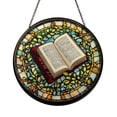 Stained Glass Reading Book Suncatcher with Circular Literary ...
