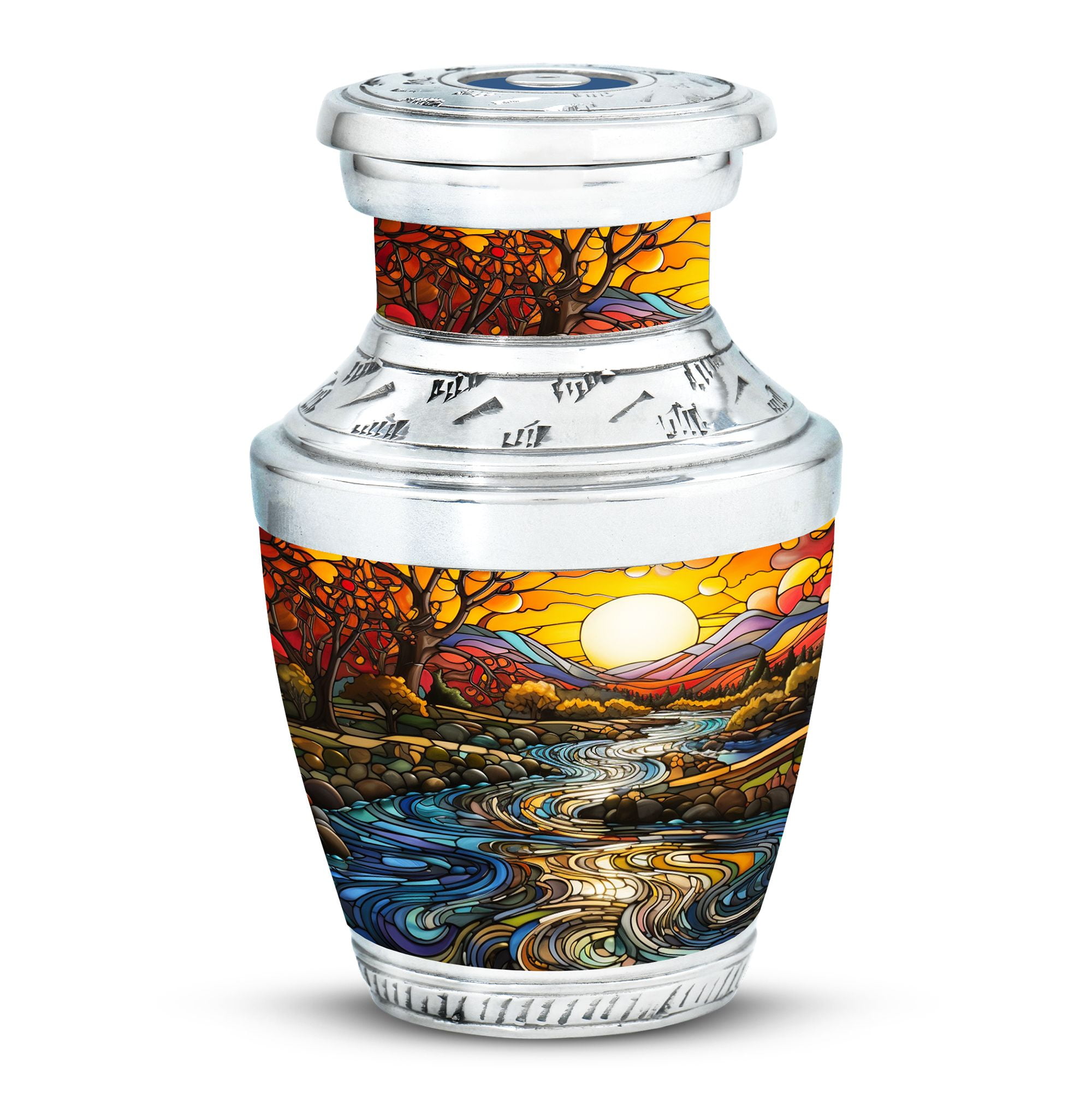 Stained Glass River Landscape Gentle Guardian - Mini Keepsake Urn ...