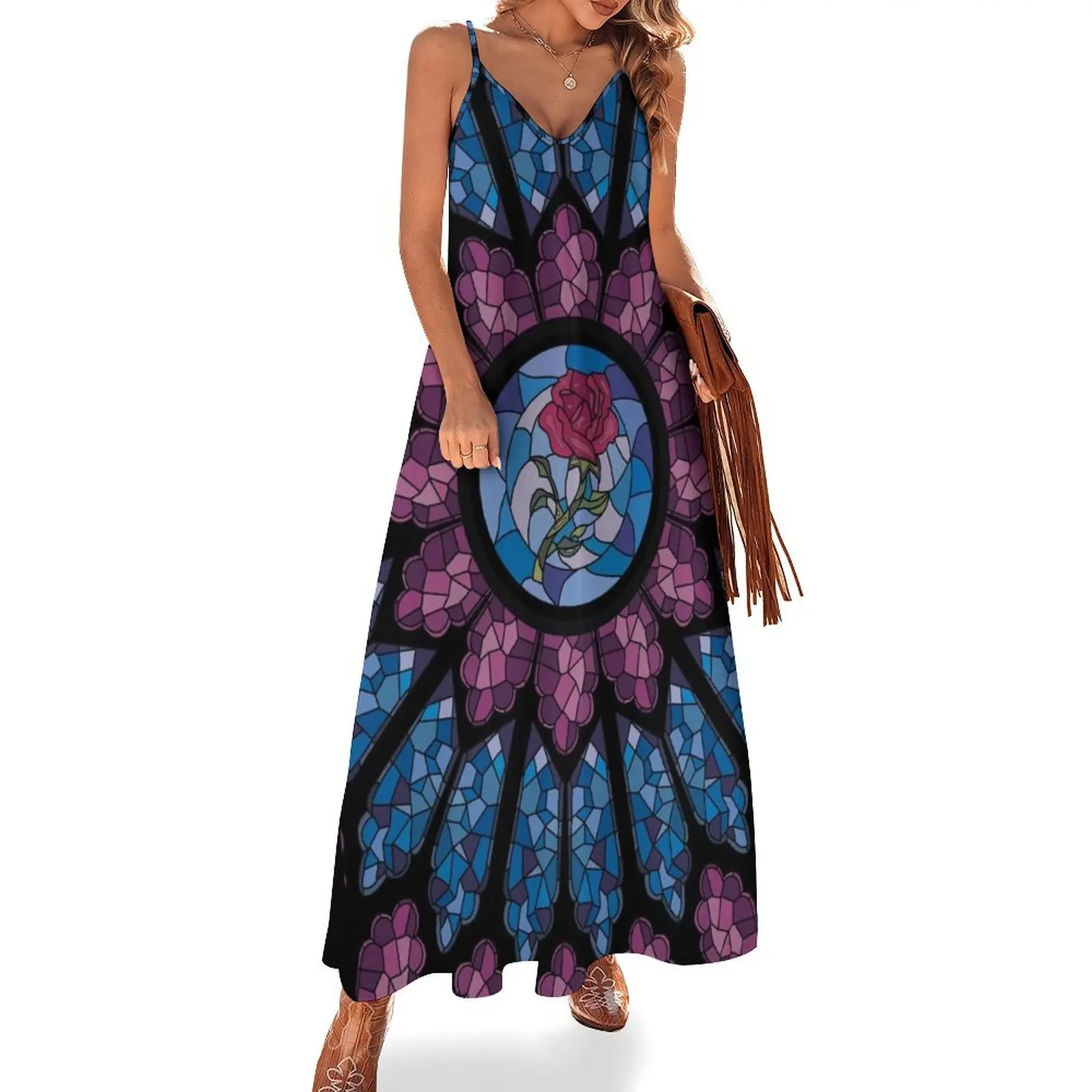Stained Glass Rose Sleeveless Dress dress summer summer dress korean ...
