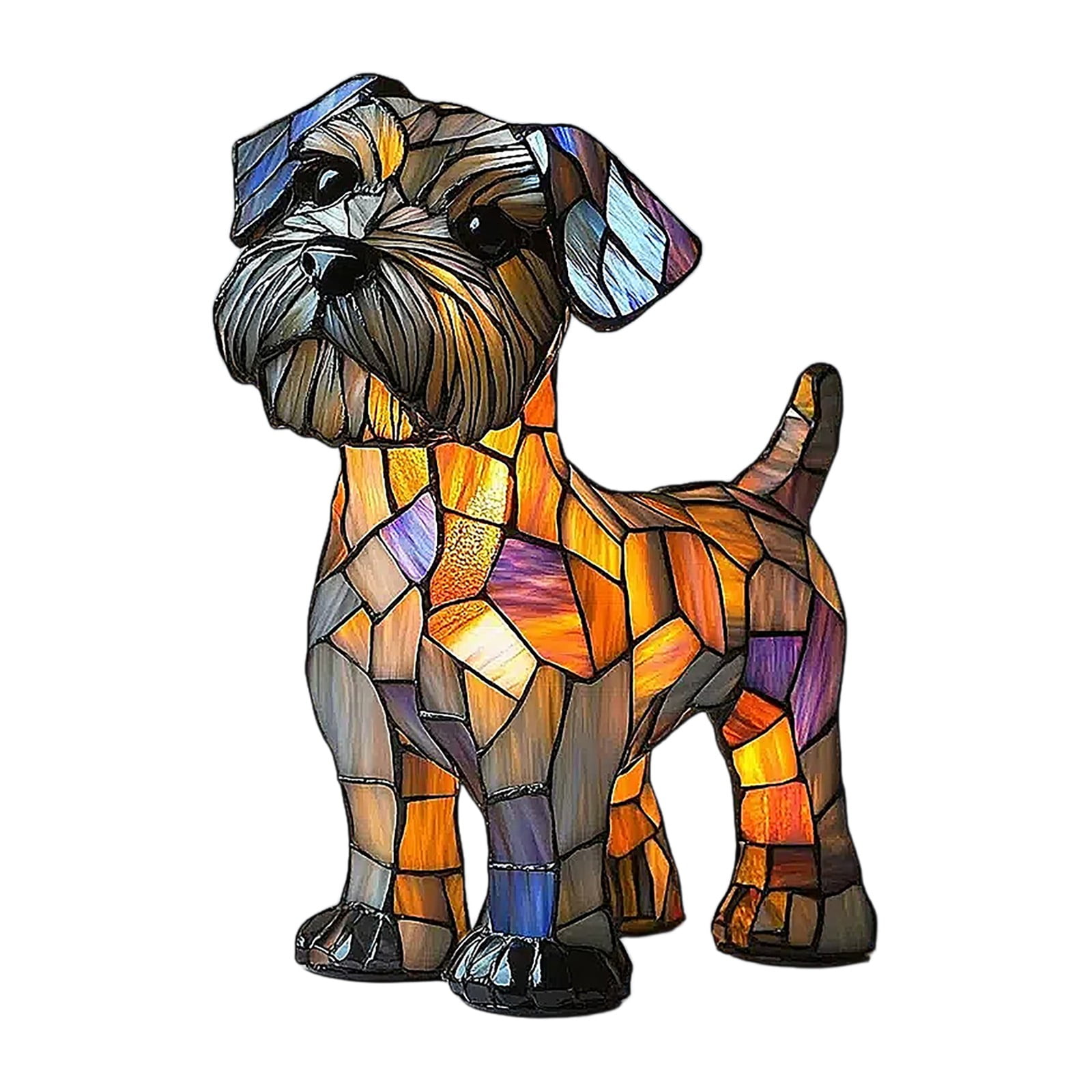 Stained Glass Schnauzer Lamp Stained Glass Resin 9.84" Tall Decorative ...