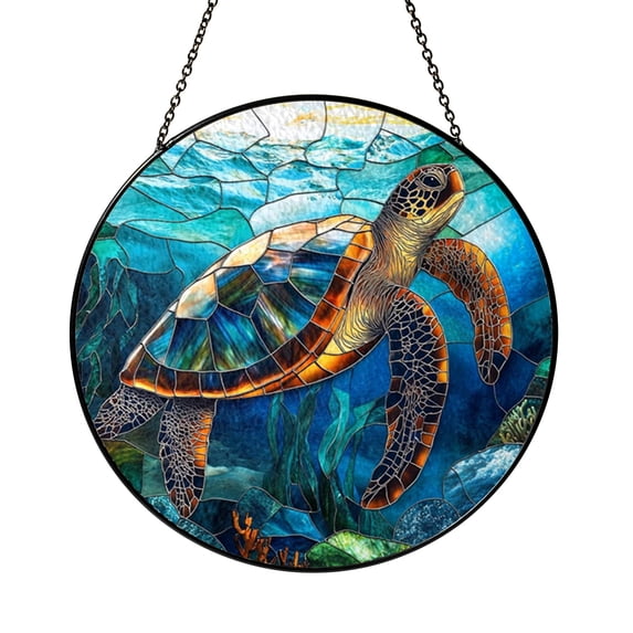 Stained Glass Sea Turtle Window Hanging Art - Walmart.com