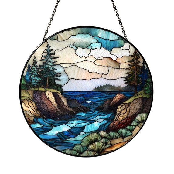 Stained Glass Seaside Scene Window Hanging Art2401 - Walmart.com