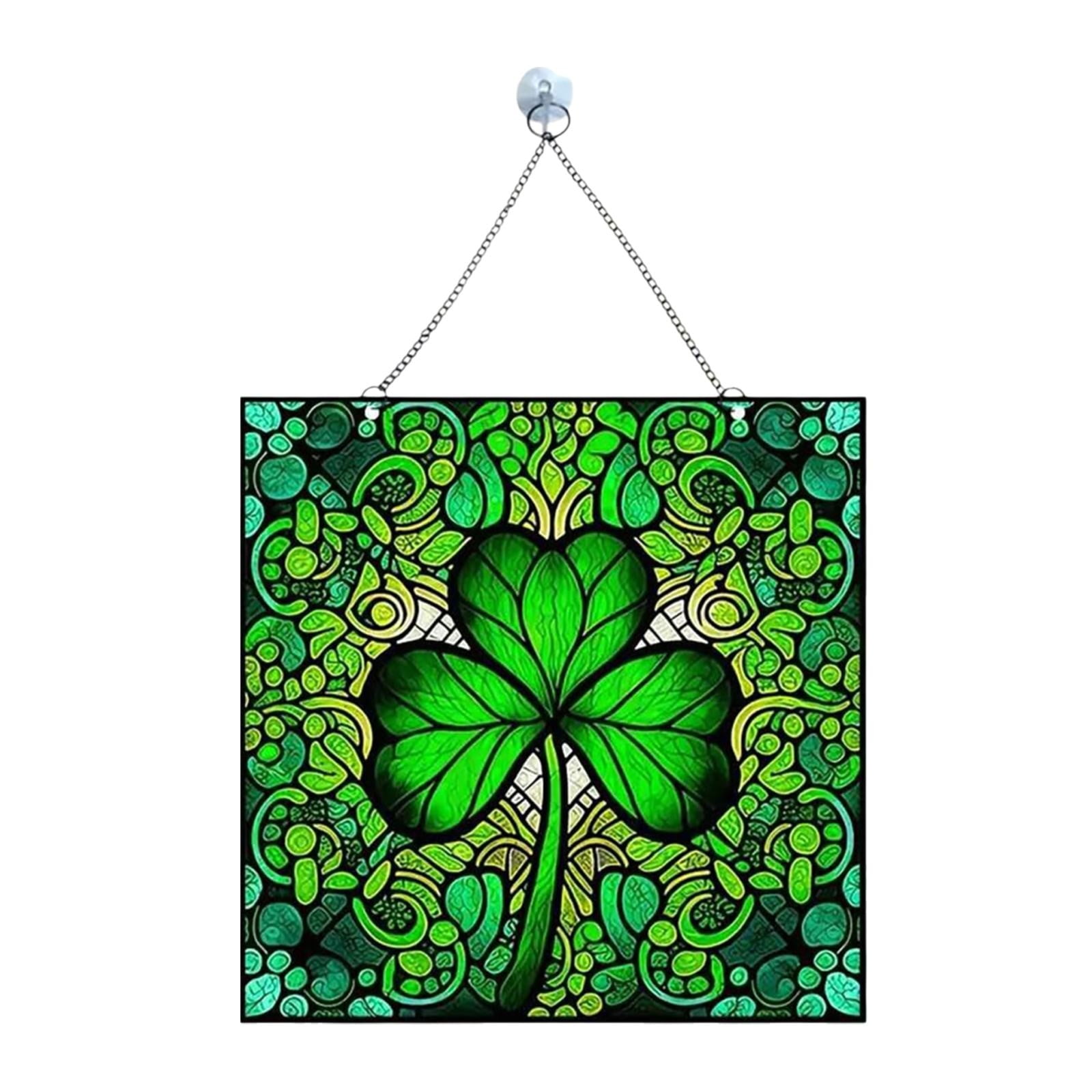Stained Glass Shamrock SunCatcher,Irish Shamrock Decorations Good Luck ...