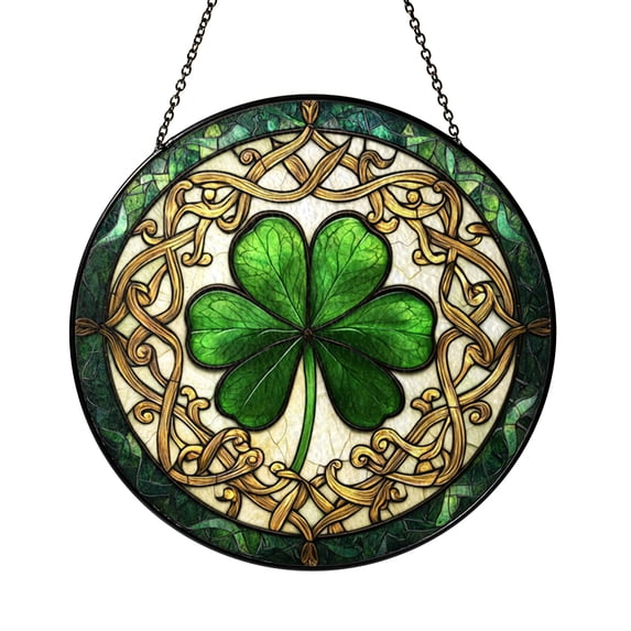 Stained Glass Shamrock Suncatcher, Handmade Irish Clover Window Art ...