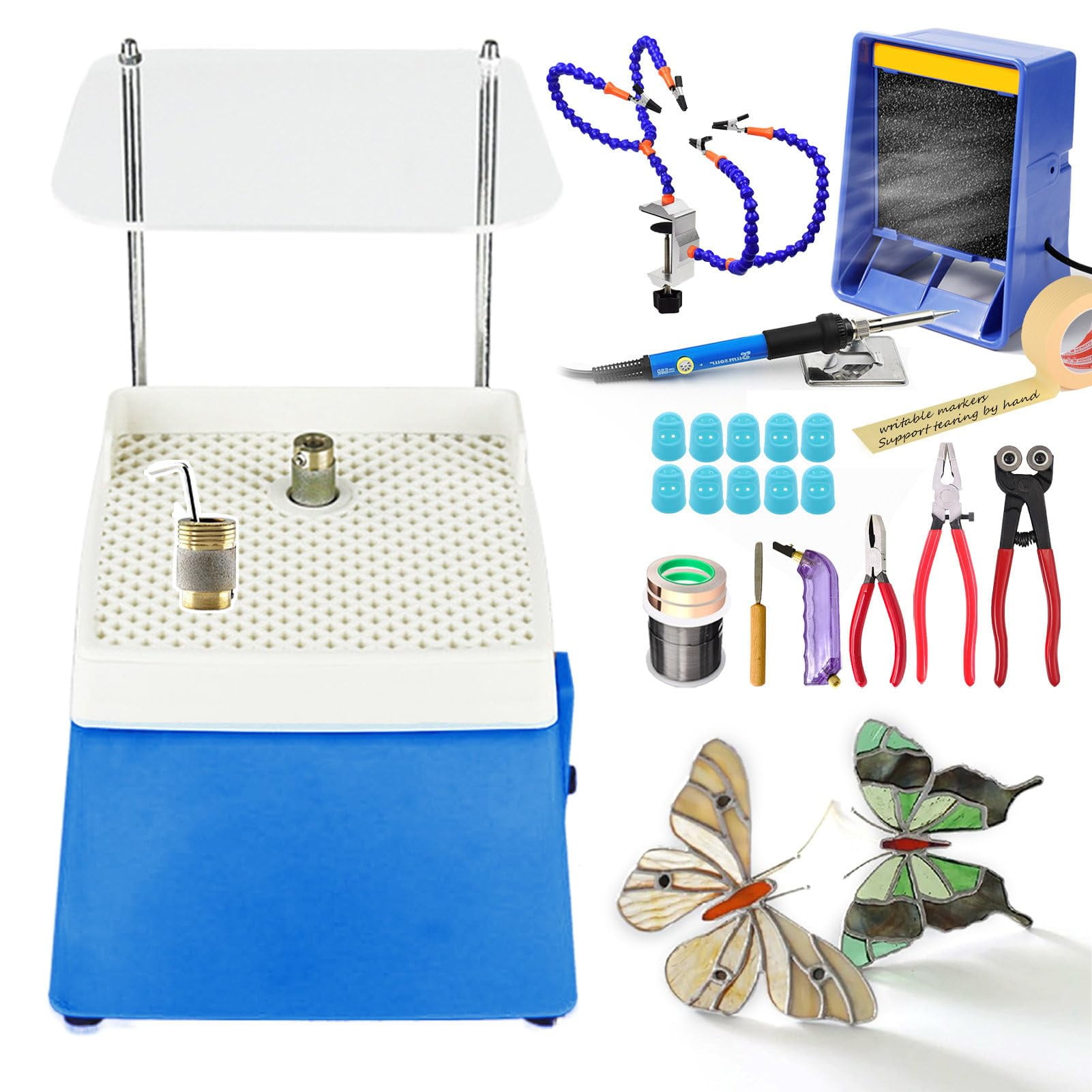 Stained Glass Starter Kit for Adults,Glass Grinder/Soldering Iron Kit ...