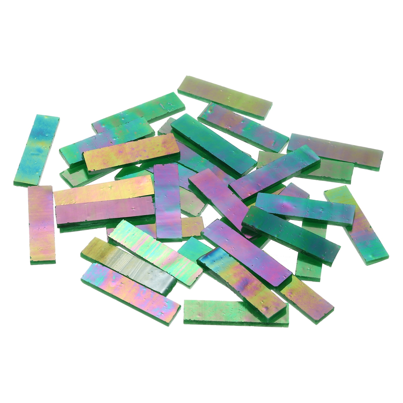 Stained Glass Strip, Iridescent Green Mosaic Tiles 300g/10.58 oz ...