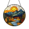 Stained Glass Style Autumn River Window Suncatcher, Fantasy Landscape ...
